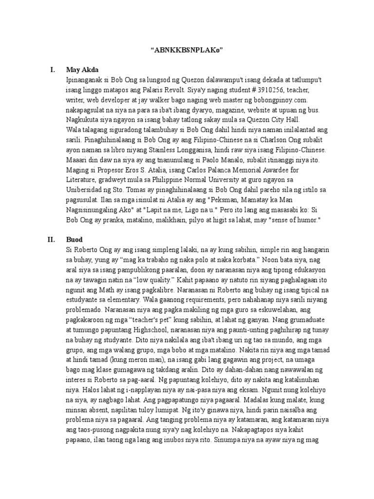 Suring Basa Abnkkbsnplako Ni Bob Ong | PDF