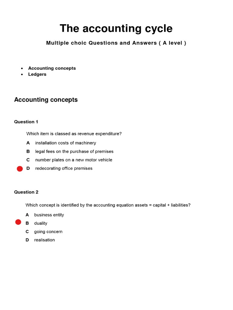 A Level Accounting Cycle Q&A | PDF