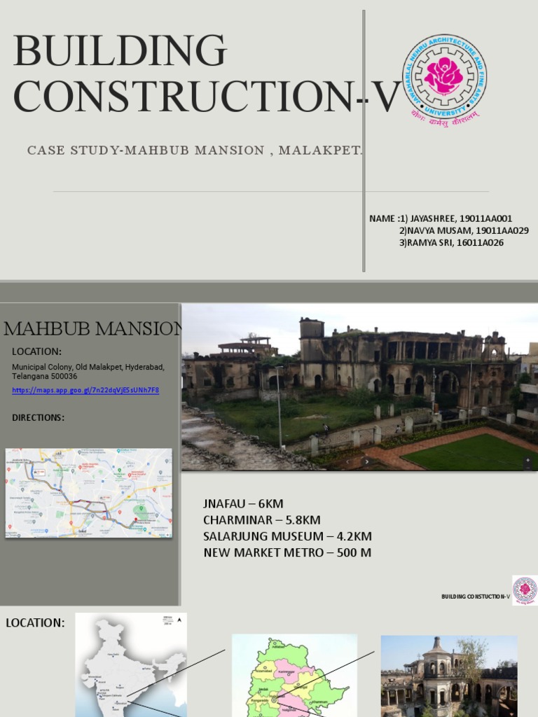 Building Construction-V: Case Study-Mahbub Mansion, Malakpet | PDF | Building Materials ...