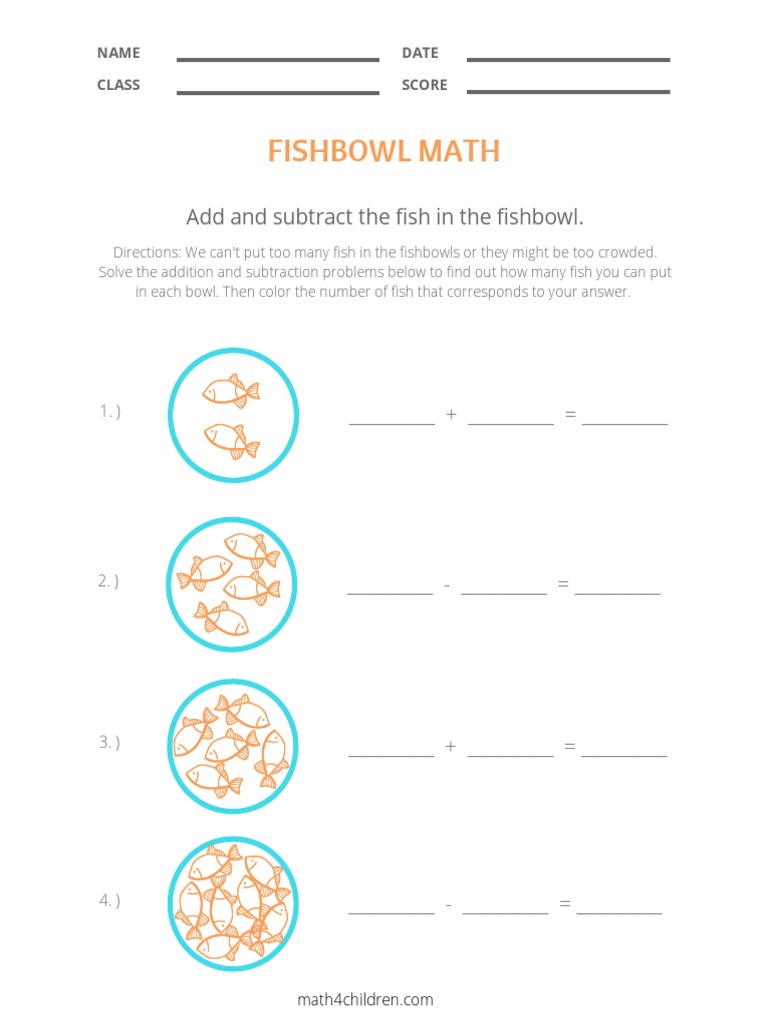 Addition and Subtraction Fish Bowl Game | PDF