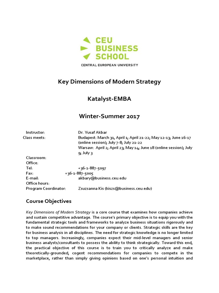 Key Dimensions of Modern Strategy 3cr Katalyst EMBA Winter-Summer 2017 ...