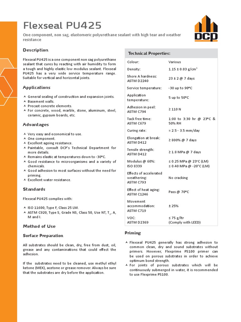 Flexseal PU425 (K - 27.02.2020) | PDF | Concrete | Polyurethane