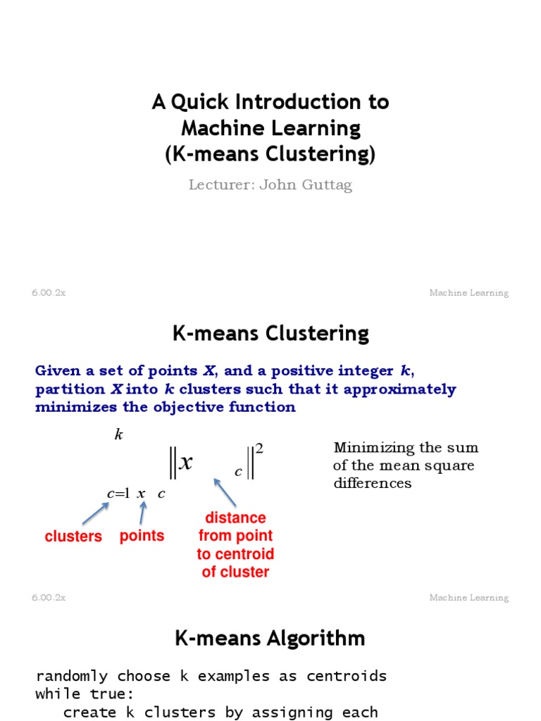 A Quick Introduction To Machine Learning (K-Means Clustering) | PDF | Cluster Analysis | Machine ...