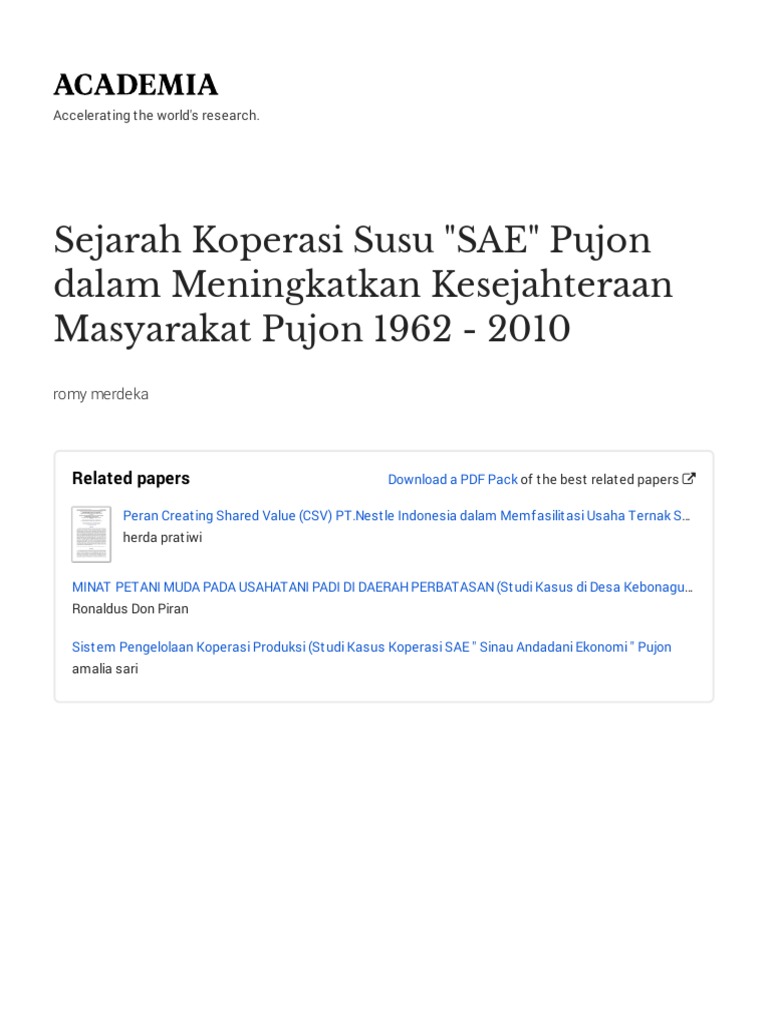 Sejarah Koperasi Susu SAE Pujon 1962-2010 | PDF | Ilmu Sosial ...