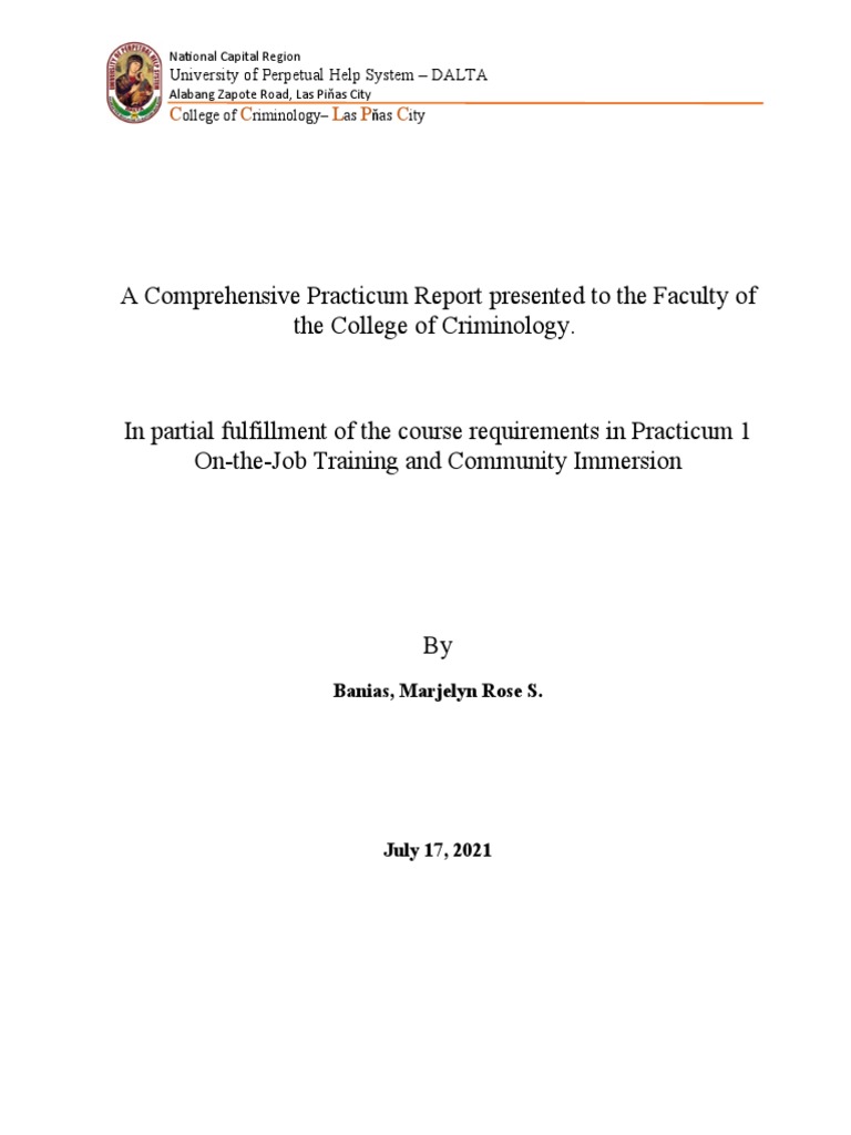 A Comprehensive Practicum Report on the On-the-Job Training and ...