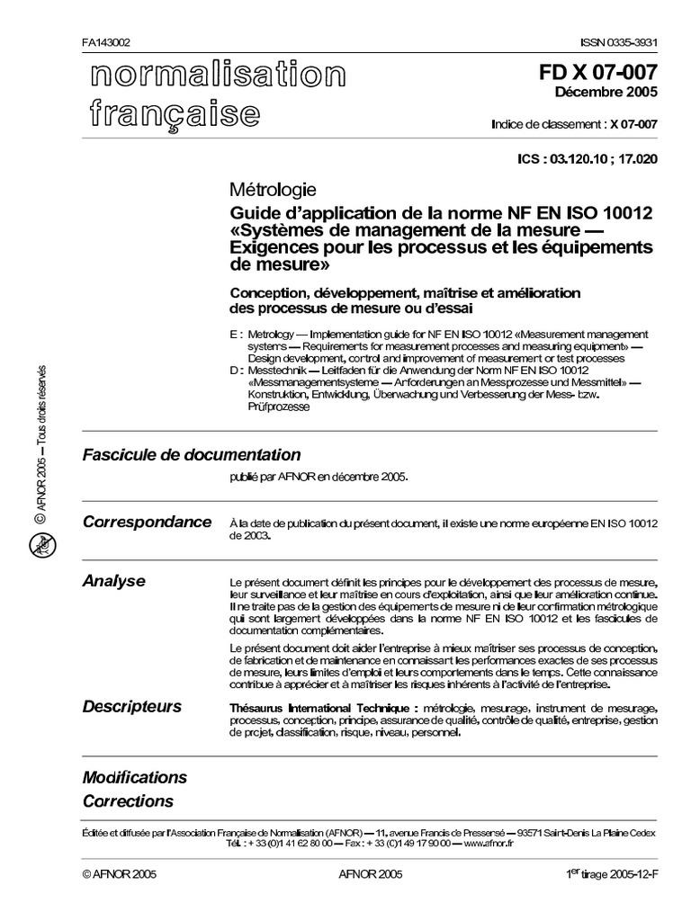 FD X 07-007 | PDF