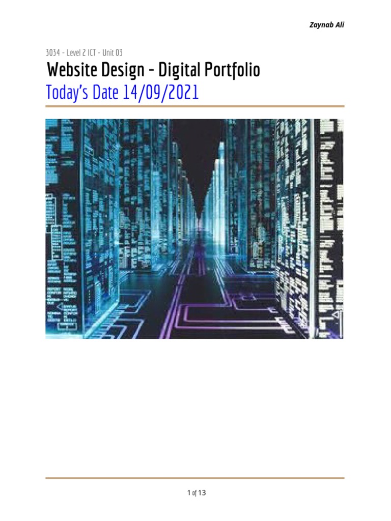 01 Unit 3 A Digital Portfolio Assignment 1 - Design Template | PDF ...