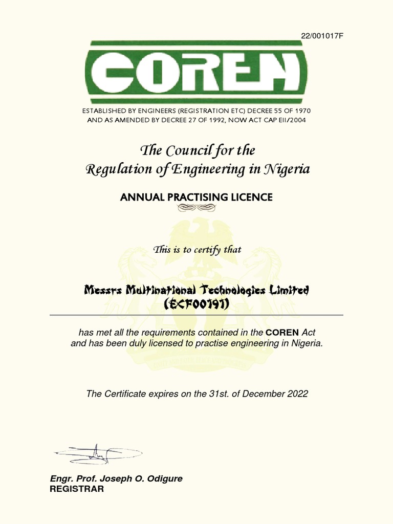 Form B - 2 - B - II - COREN License | PDF | Computers | Technology ...