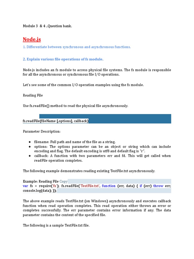 Node - JS: 1. Differentiate Between Synchronous and Asynchronous ...