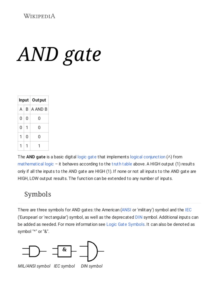 And Gate - Wikipedia | PDF