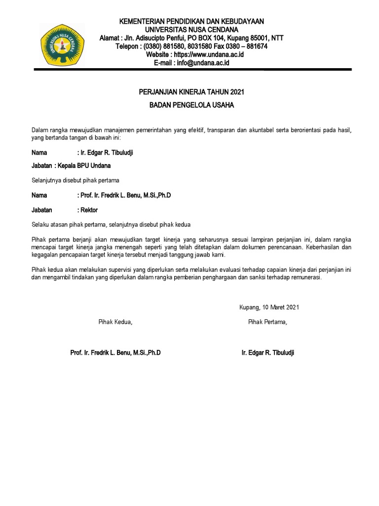 Draft Final PK Rektor Ke BPU 2021 | PDF