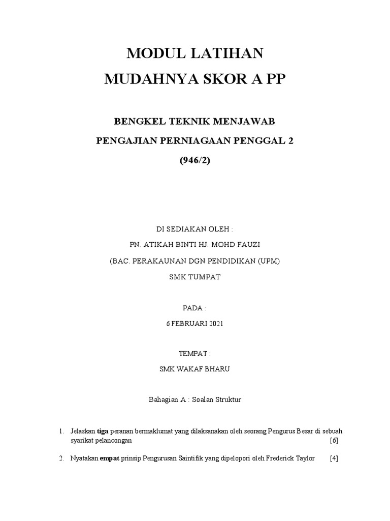 Soalan Modul Latihan S2 | PDF