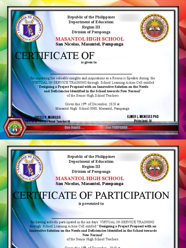 Edited Mhs Shs LAC CERTIFICATE | PDF