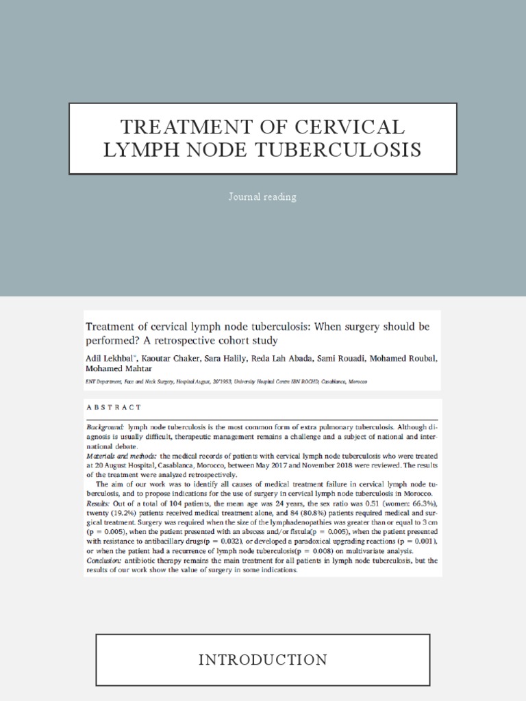 Treatment of Cervical Lymph Node Tuberculosis | PDF | Tuberculosis | Surgery