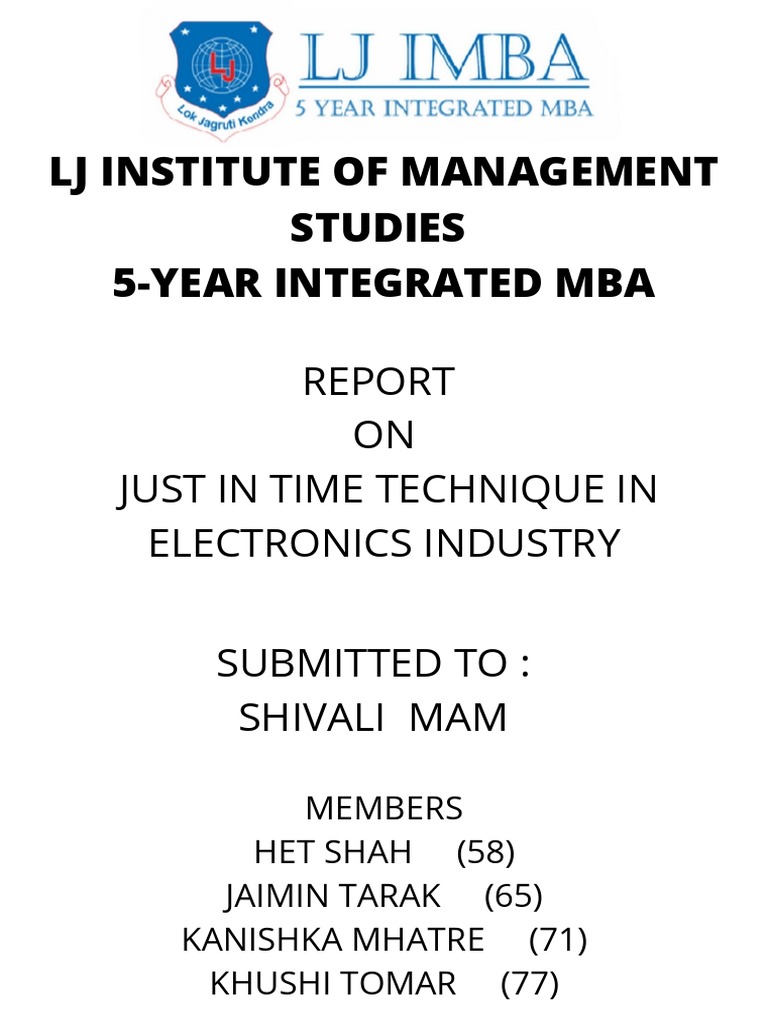 LJ Institute of Management Studies 5-Year Integrated Mba | PDF | Lean ...