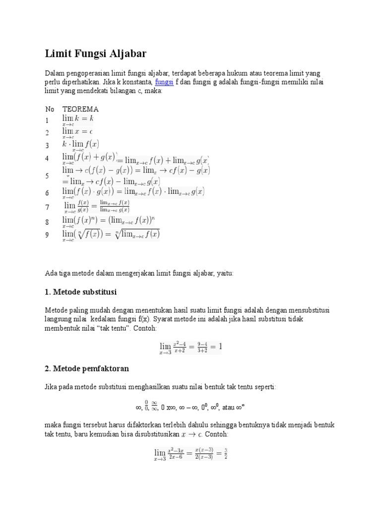 MATERI Limit Fungsi Aljabar | PDF