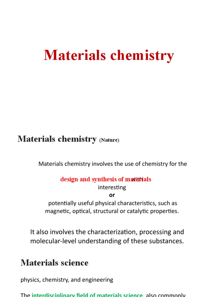 Materials Chemistry - Intro | PDF | Science | Materials Science