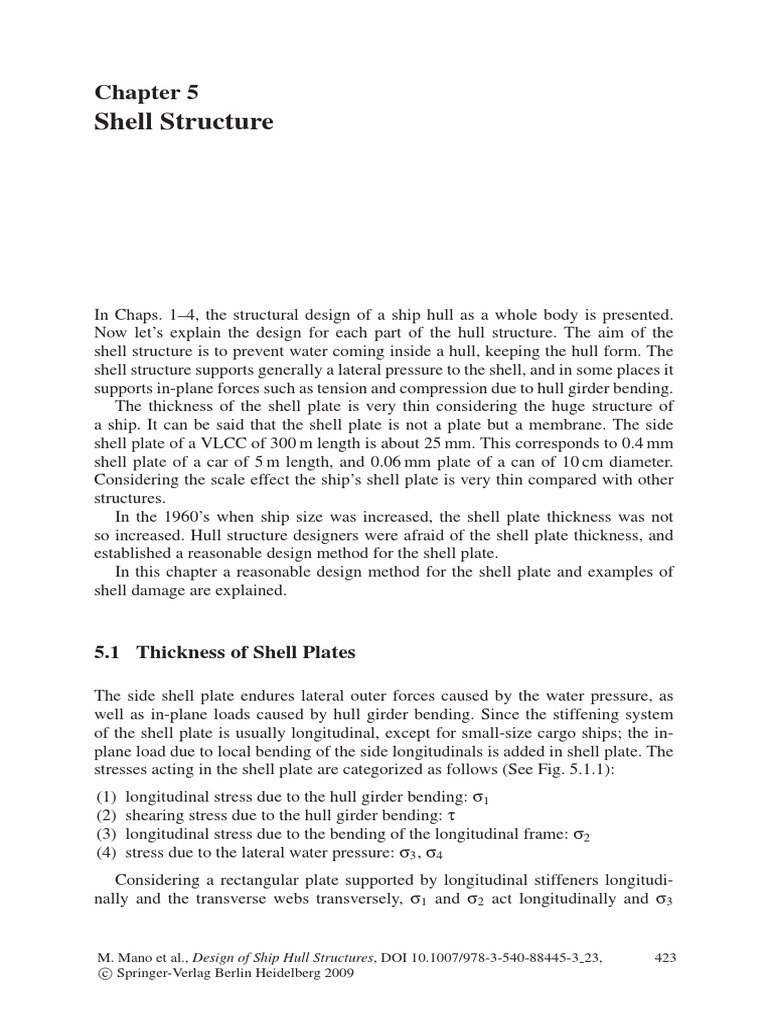 Shell Structure: 5.1 Thickness of Shell Plates | PDF | Bending | Ships