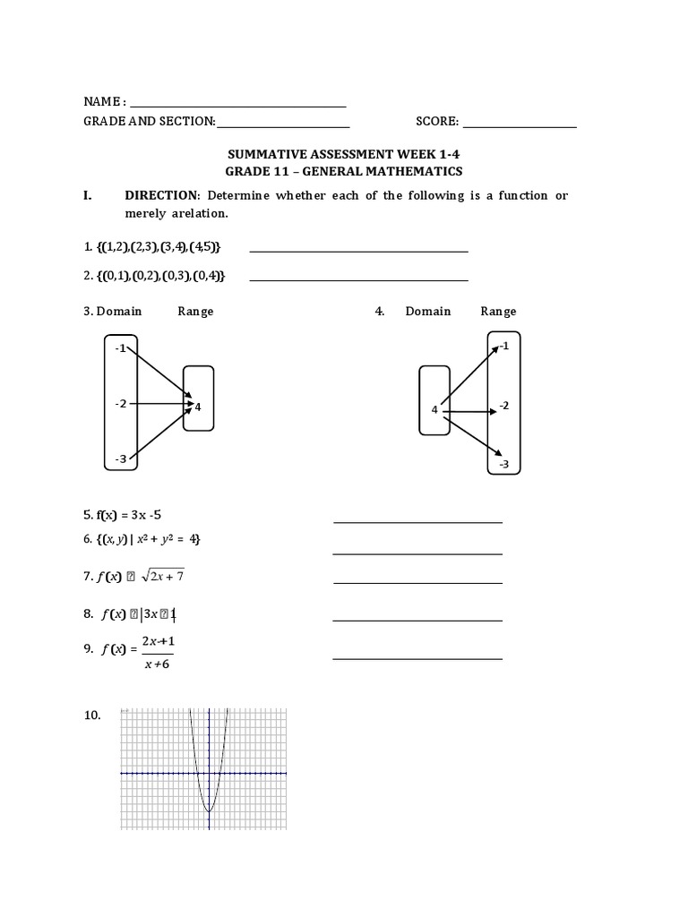 Summative Assessment Week 1-4 GenMAth | PDF | Teaching Methods & Materials