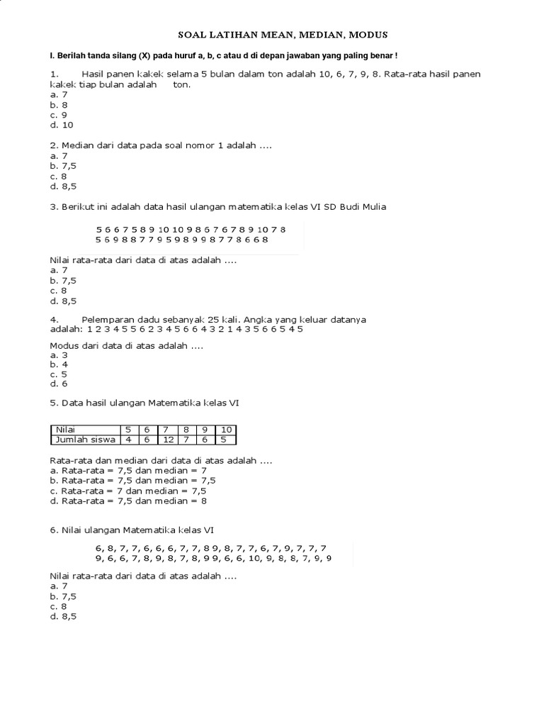 Soal Mean Modus Median | PDF