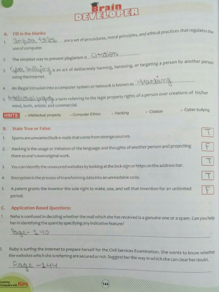 cyber beans class 7 exercise | PDF