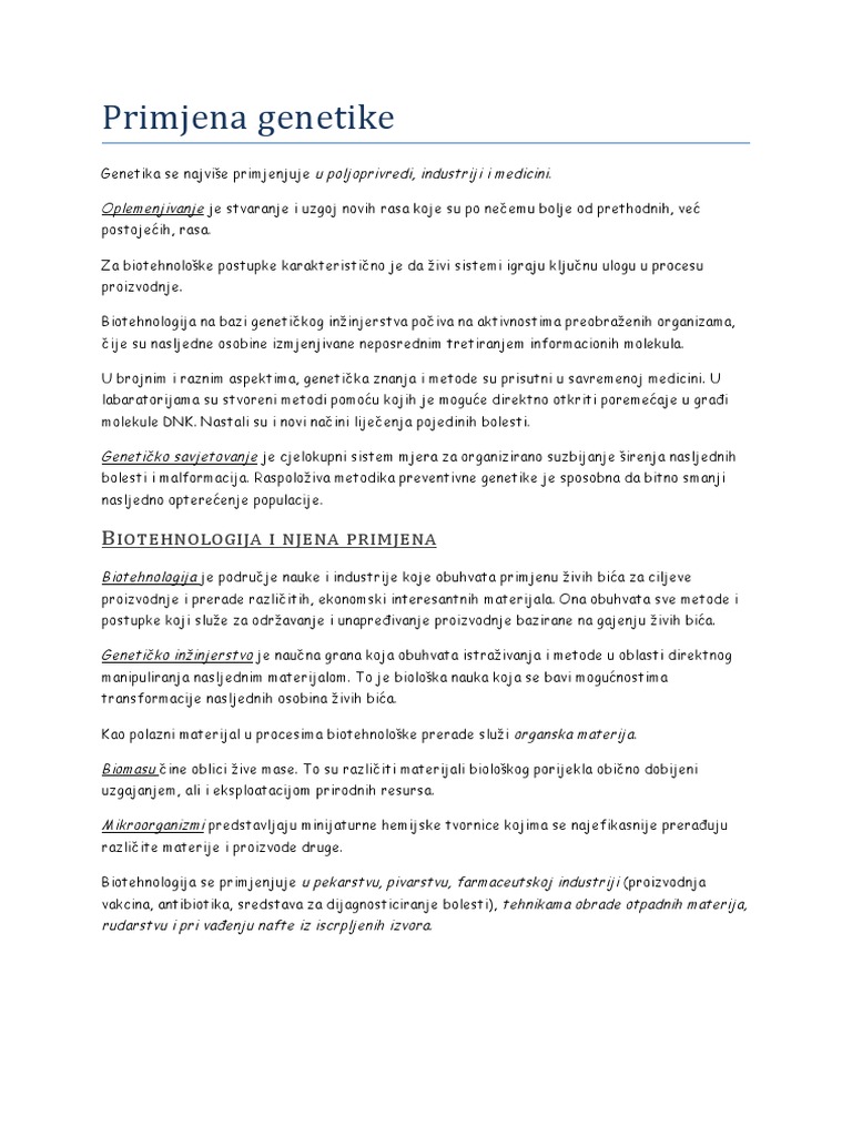 Primjena Genetike | PDF