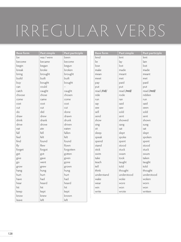 Think 1 - Irregular Verbs | PDF
