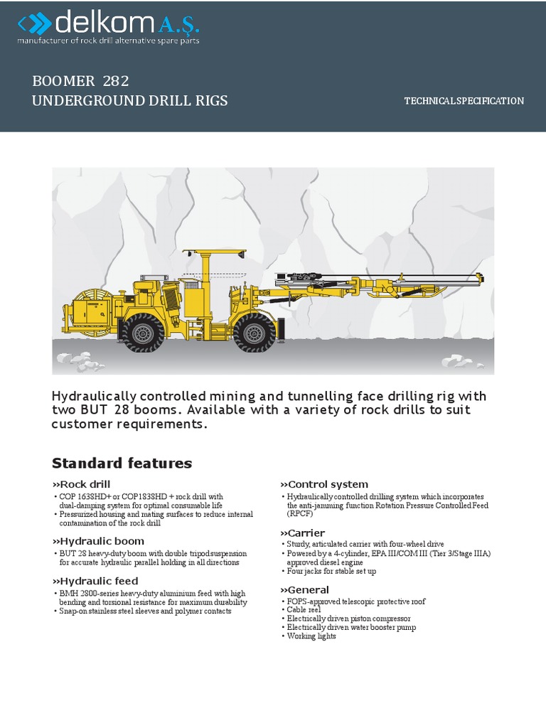 Boomer 282: Boomer 282 Underground Drill Rigs | PDF | Drill | Pump