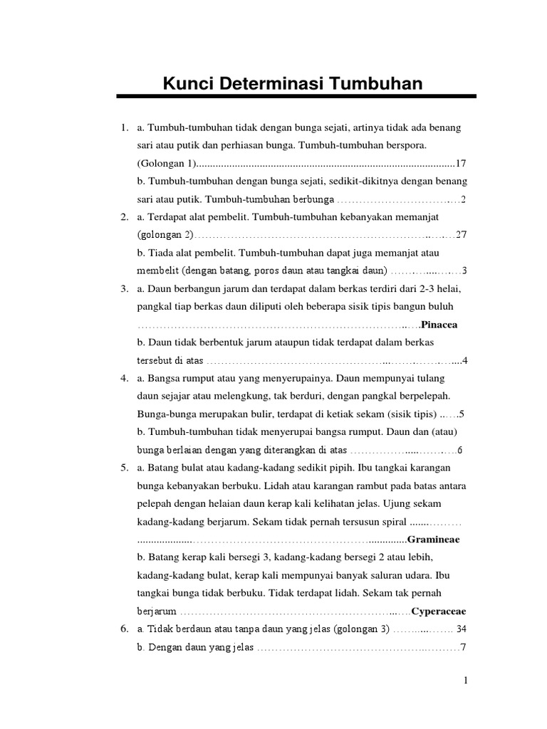 Kunci Determinasi Tumbuhan | PDF