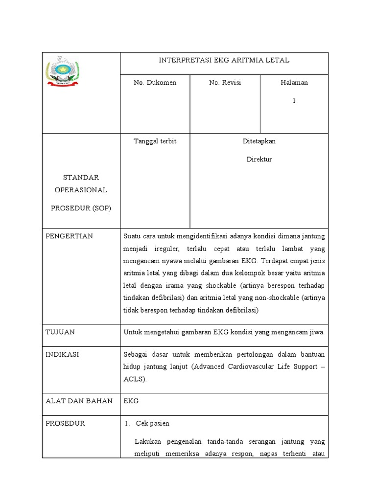 Spo Interpretasi Ekg Aritmia Letal | PDF