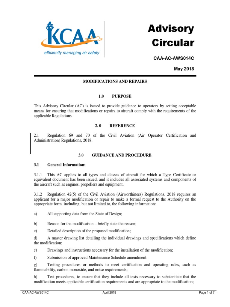 Aircraft Modifications and Repairs Guidance | PDF | Aviation
