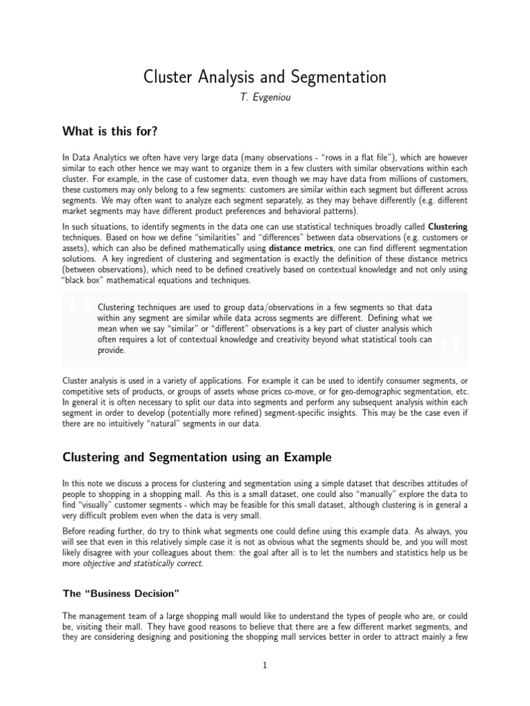 Cluster Analysis and Segmentation: What Is This For? | PDF | Cluster ...