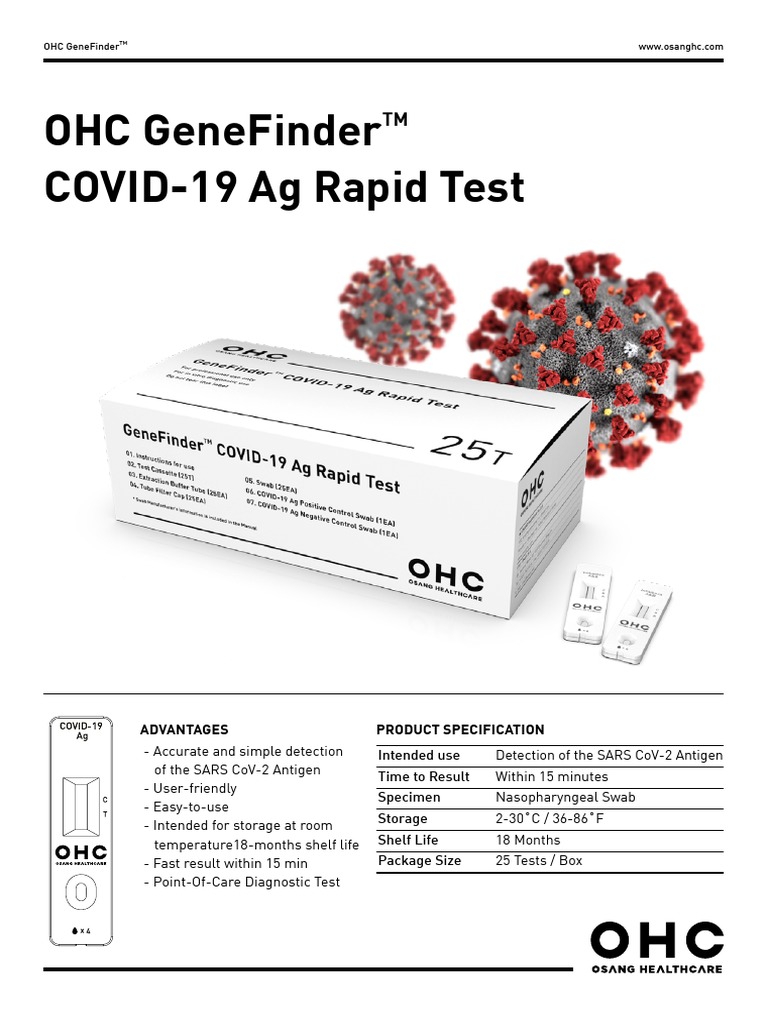 Ohc Genefinder Covid-19 Ag Rapid Test: Advantages Product Specification ...