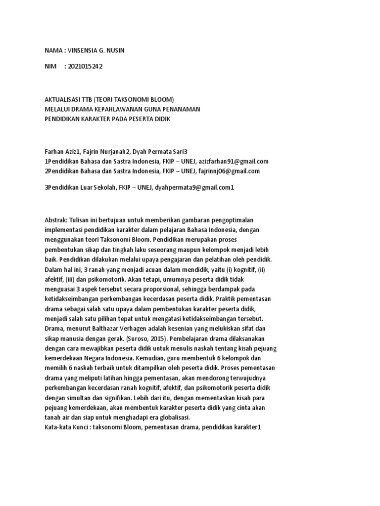 Tugas - Psikologi - Jurnal - "AUTISME" - Cornelia Atok - 2021015276 | PDF