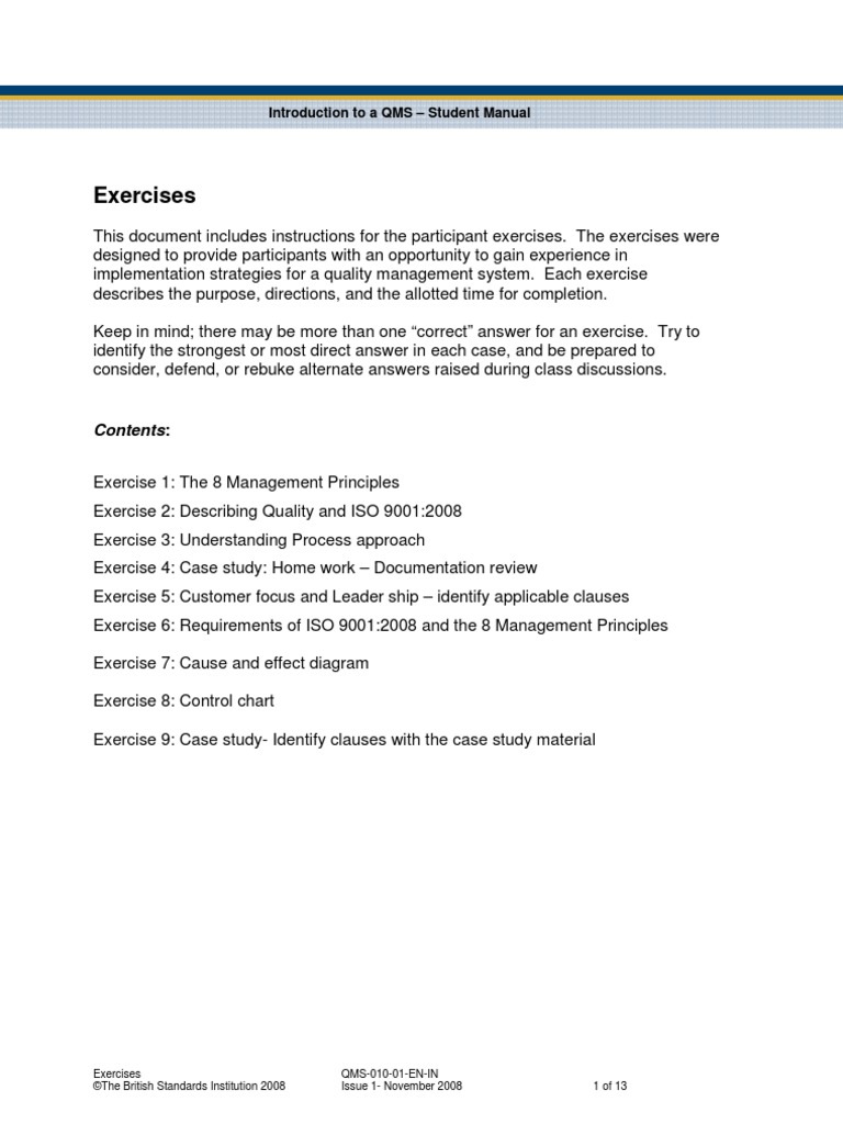 All Exercises | Download Free PDF | Quality Management System | Iso 9000