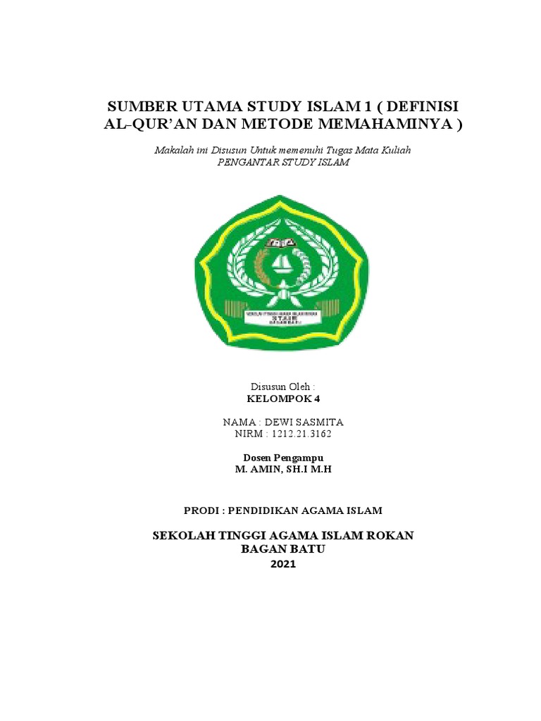 Sumber Utama Study Islam 1 (Definisi Al-Qur'an Dan Metode Memahaminya) | PDF