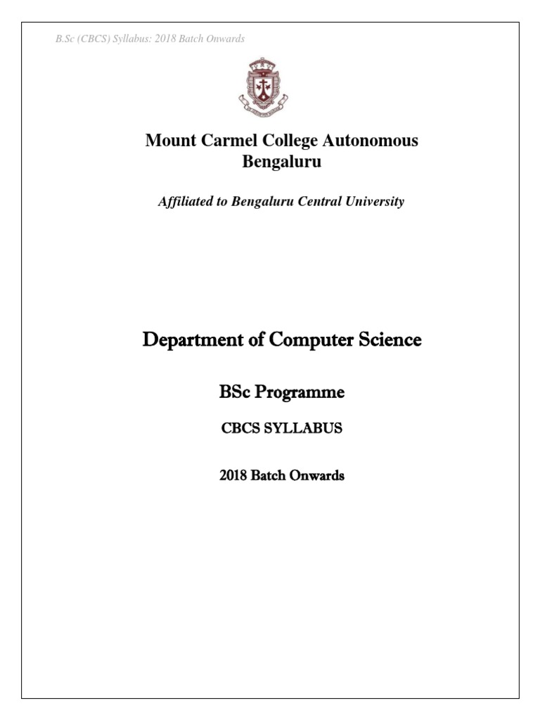 B.SC Syllabus 2018 Batch Onwards 1 VI Semesters | PDF | Relational Model | Method (Computer ...