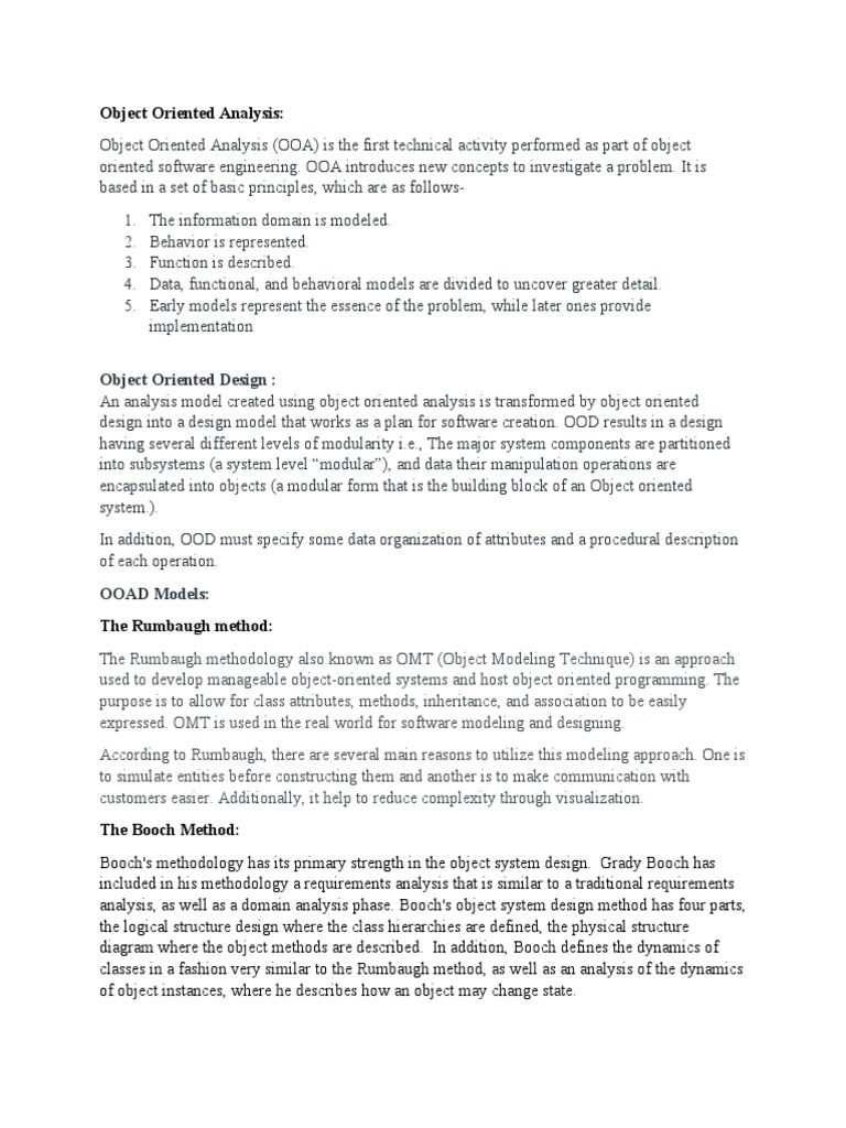 Object Oriented Analysis | PDF | Object (Computer Science) | Class (Computer Programming)