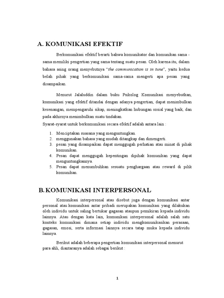 Komunikasi Efektif Dalam Hubungan Interpersonal Perawat | PDF