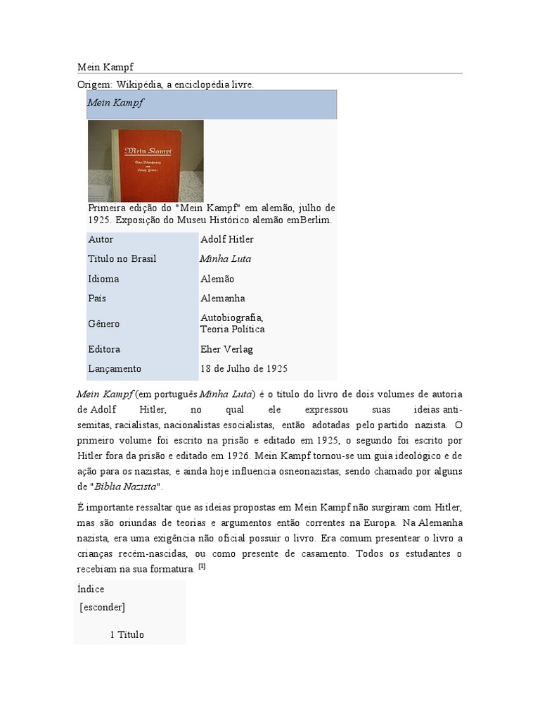 Mein Kampf Adolf Hitler | PDF | Alemanha nazista | Políticos nazistas ...