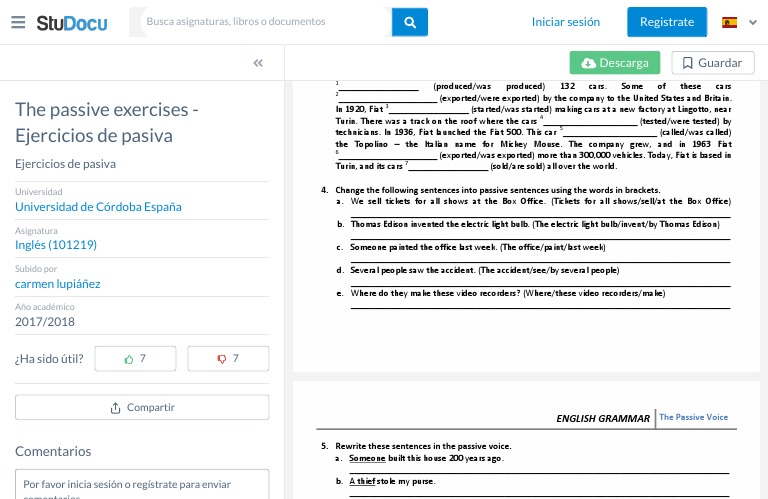 The Passive Exercises - Ejercicios de Pasiva - 4 EXERCISES Complete The ...