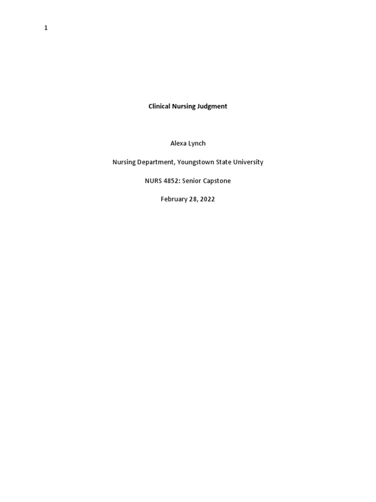 Clinical Nursing Judgement | PDF | Nursing | Patient