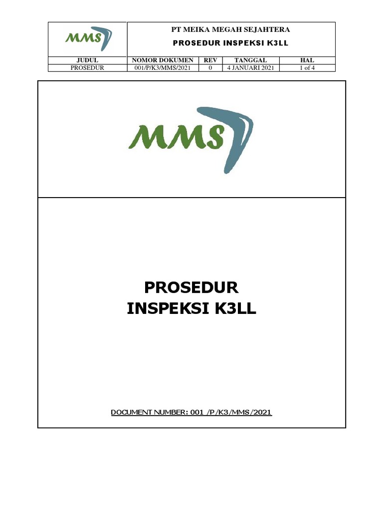 Prosedur Inspeksi K3LL | PDF | Komputer | Teknologi & Rekayasa