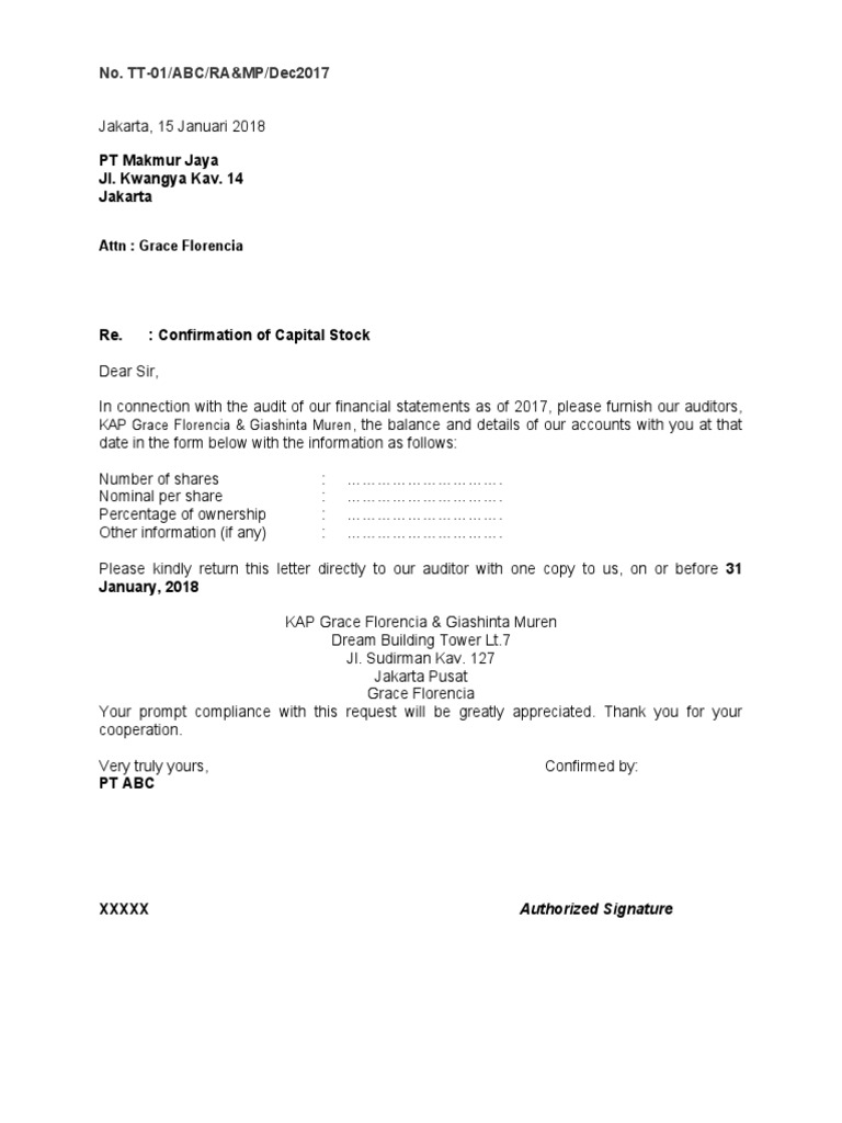 Capital Stock Confirmation Request | PDF
