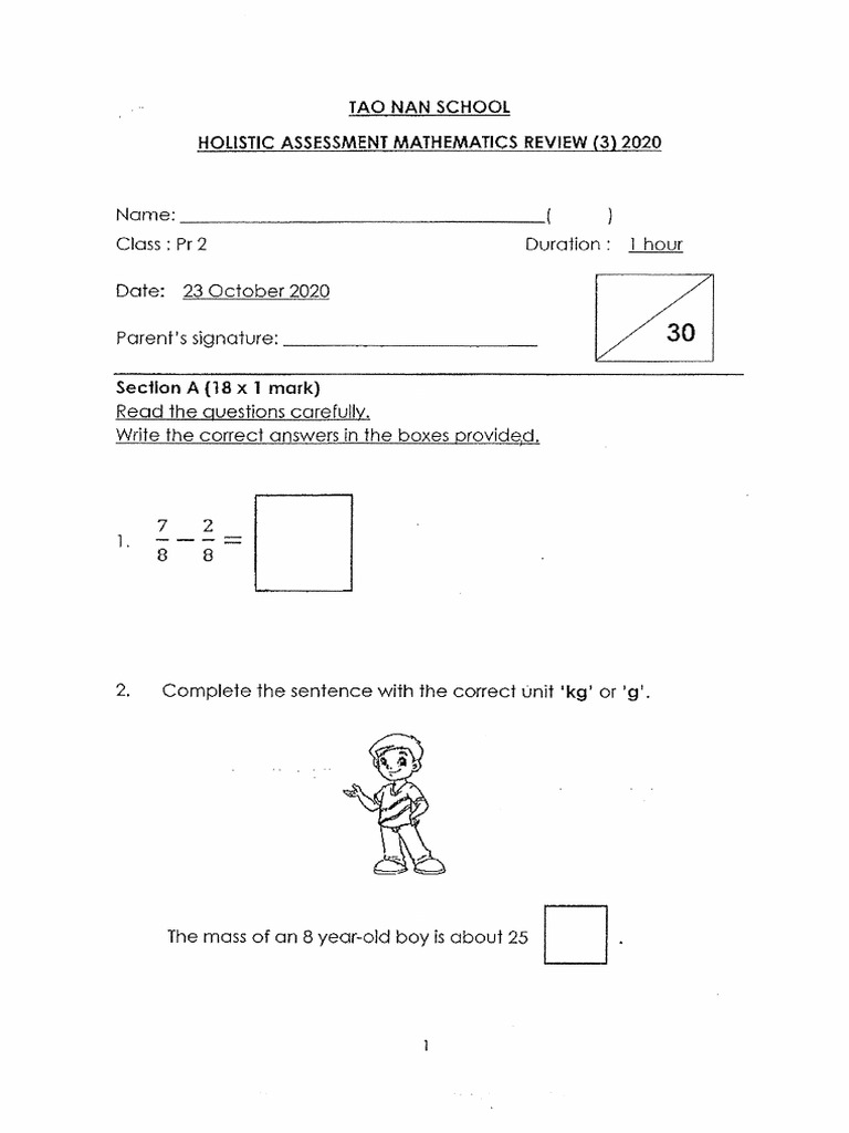 P2 Maths Review3 2020 Tao Nan Exam Papers | PDF