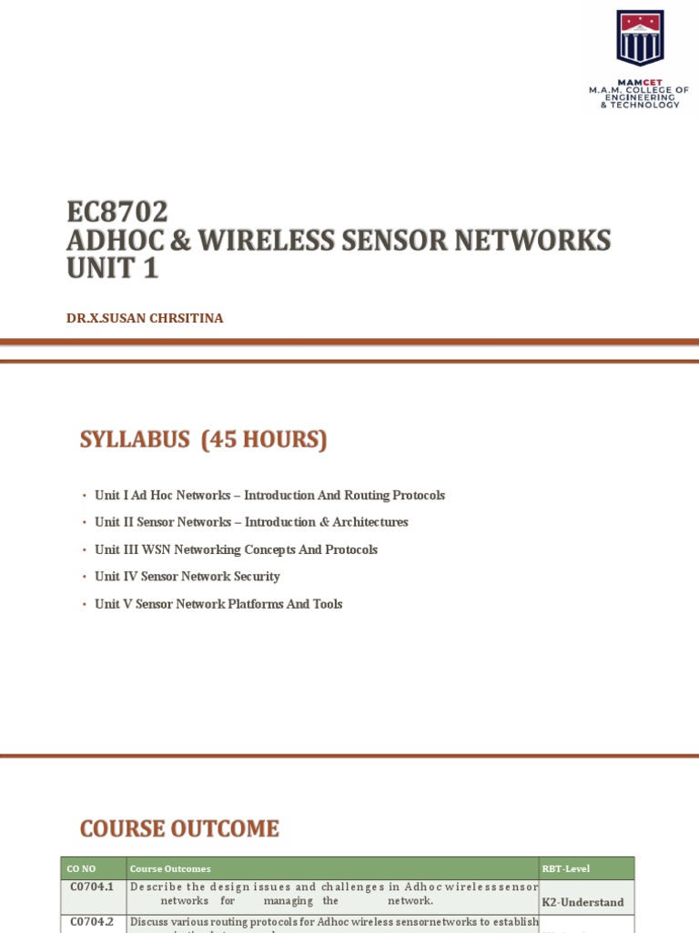 AWSN Unit 1 | PDF | Wireless Ad Hoc Network | Routing