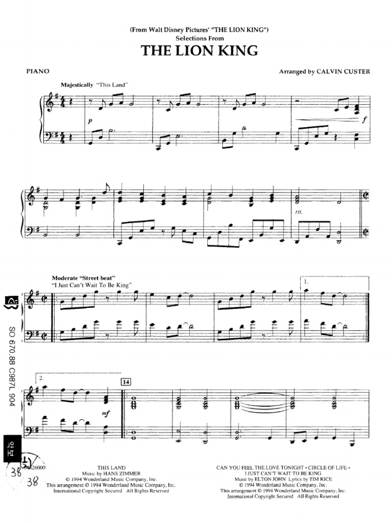 The Lion King Piano | PDF