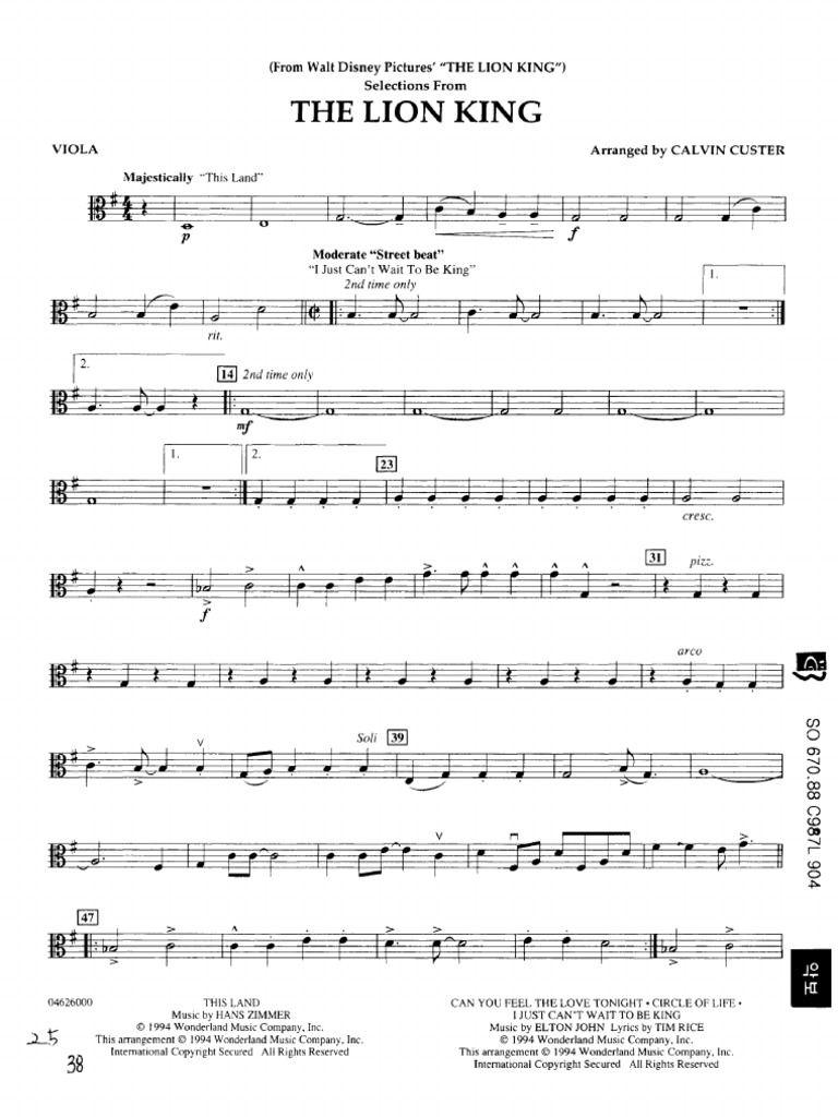 The Lion King Viola | PDF