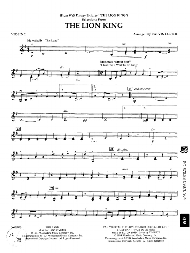 The Lion King Violin2 | PDF