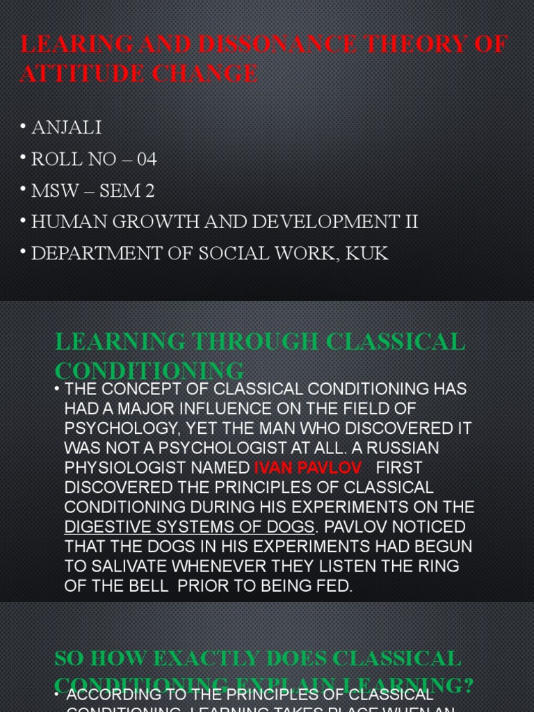 Theories of Attitudinal Change | PDF | Classical Conditioning | Learning